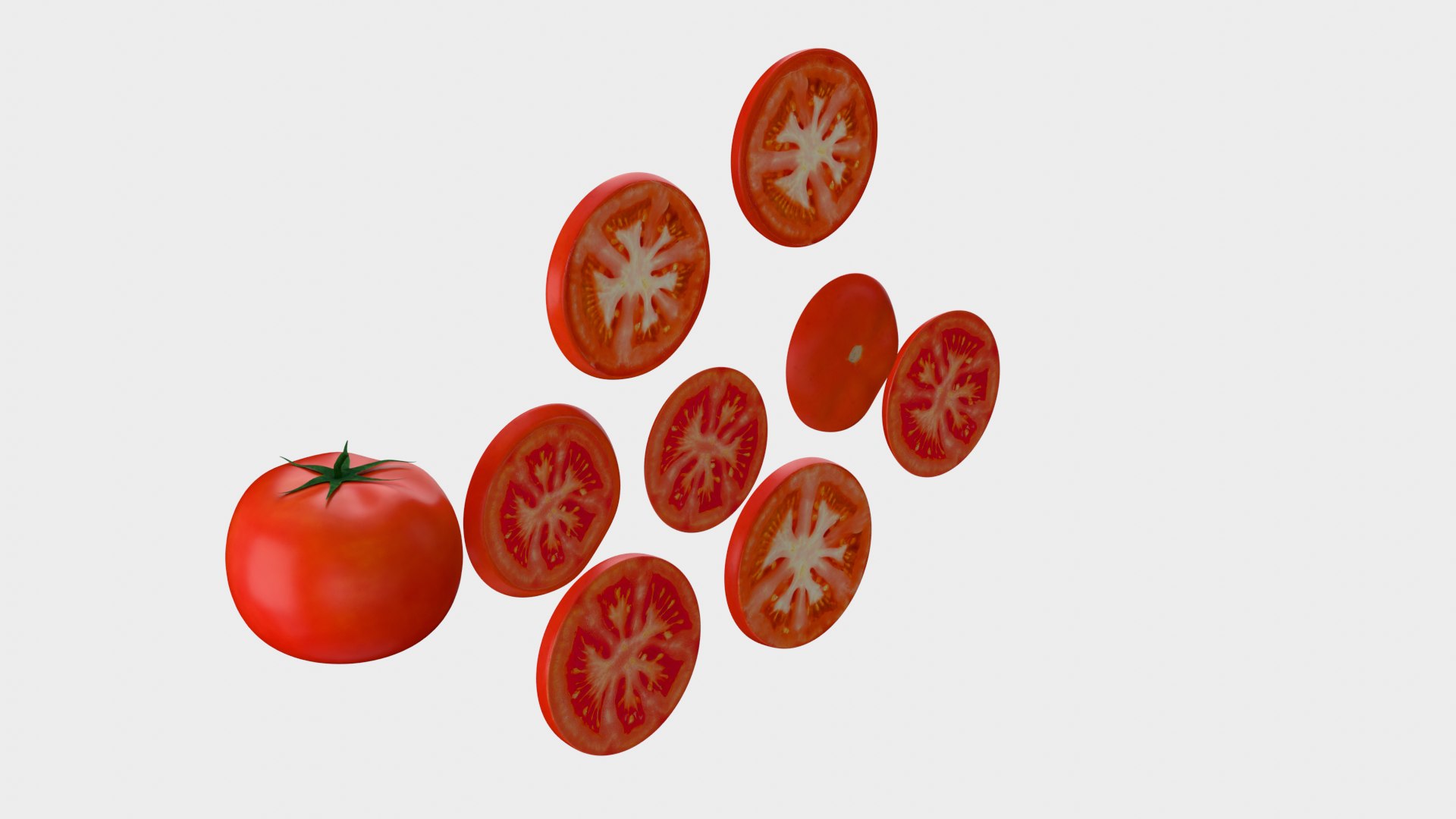 Fresh Tomato With Slices 3D Model - TurboSquid 2327316