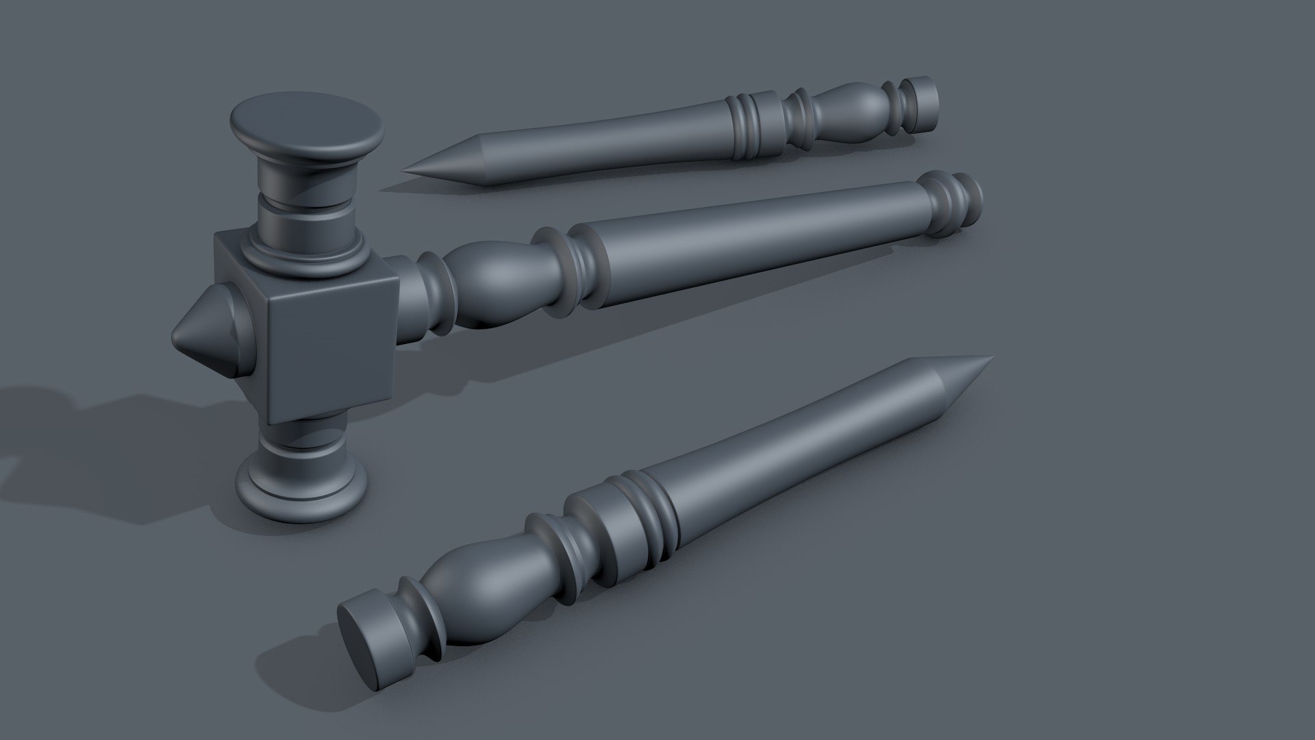 3D Vampire Hammer And Stakes - TurboSquid 2450840