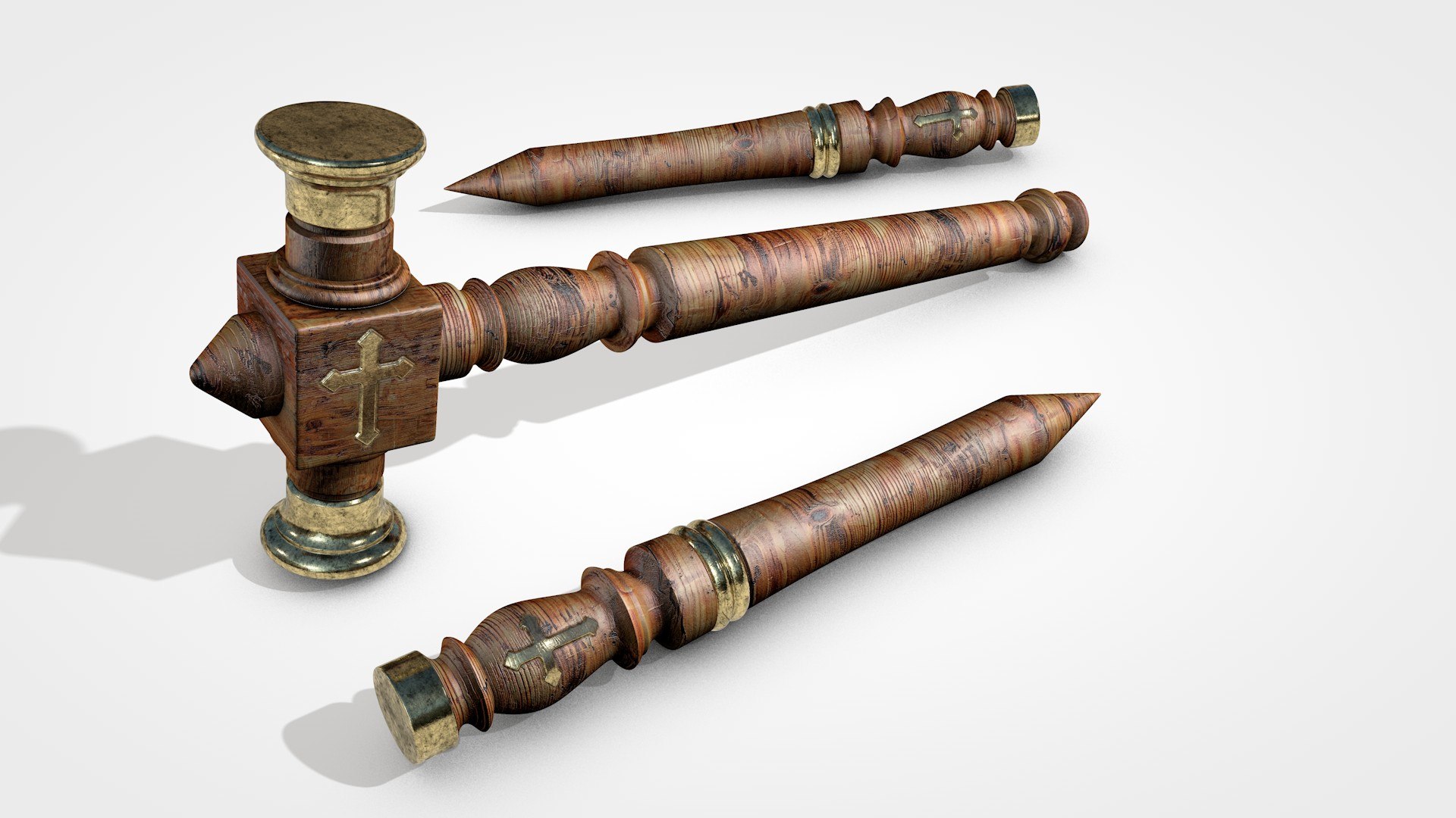 3D Vampire Hammer And Stakes - TurboSquid 2450840