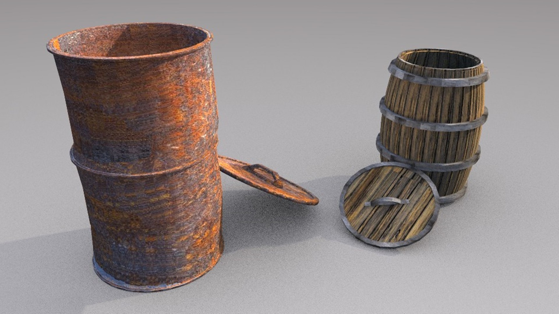 3D Two Type Barrels Model - TurboSquid 2031441