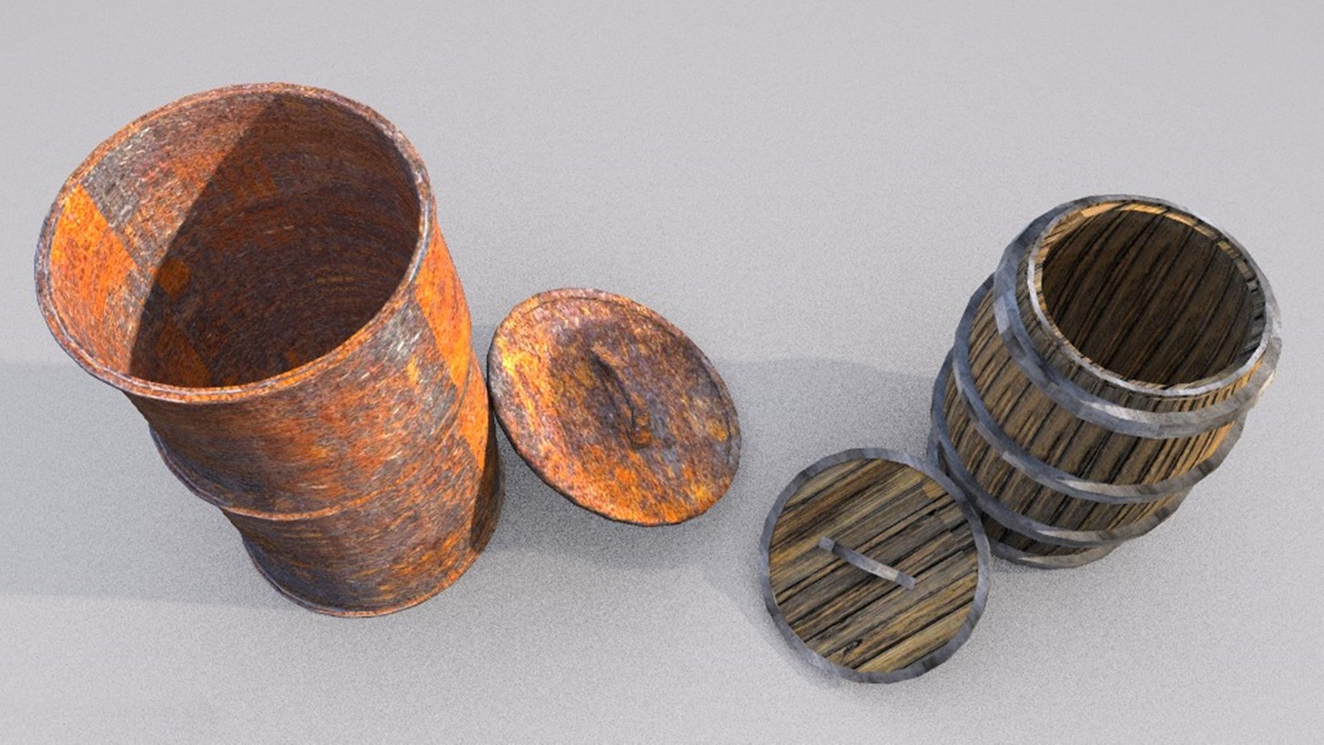 3D Two Type Barrels Model - TurboSquid 2031441
