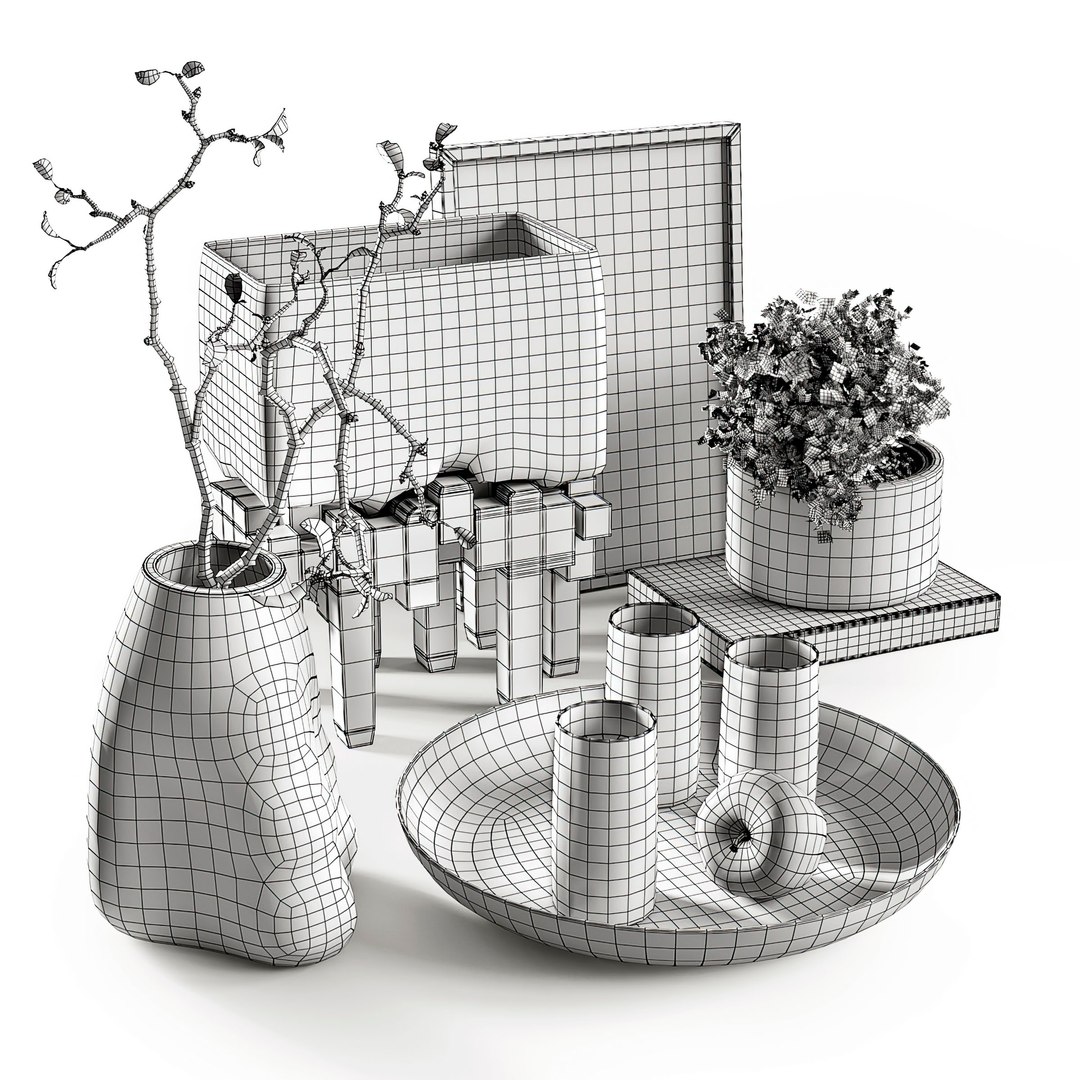 Decorative Vases With Plants 3D - TurboSquid 1741614