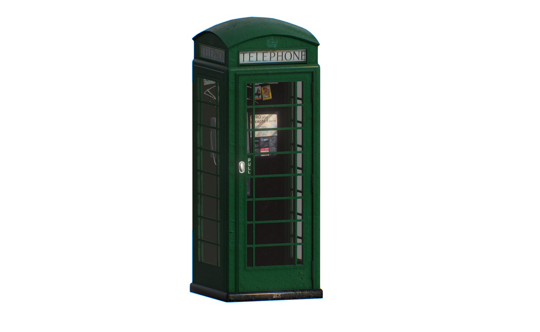 Green English Telephone Box K6 3D Model - TurboSquid 2146682