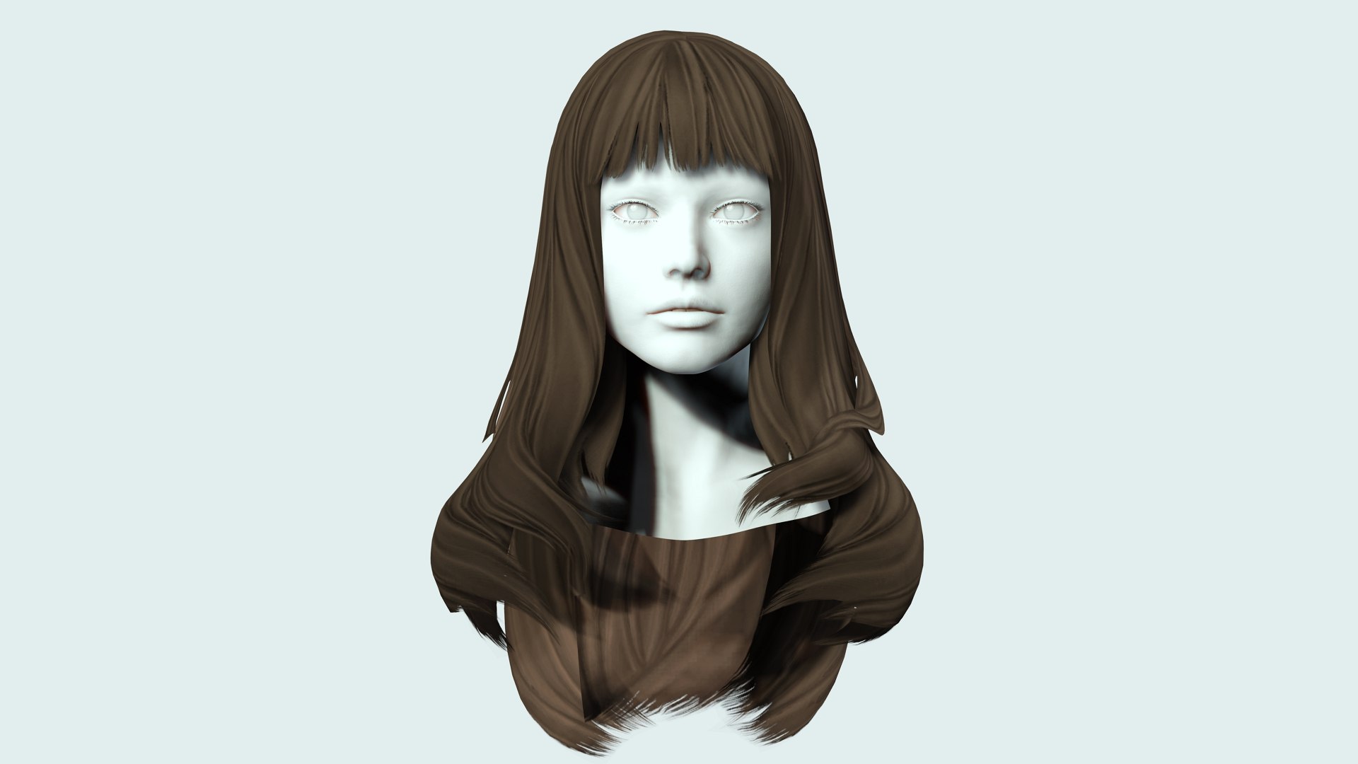 3D Long Straight Hair Low-poly - TurboSquid 2226834