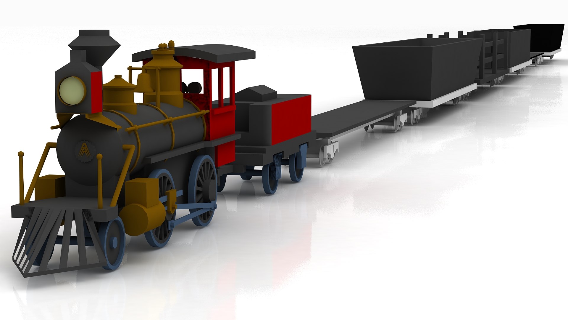Steam Train and Caboose 3D - TurboSquid 1953945