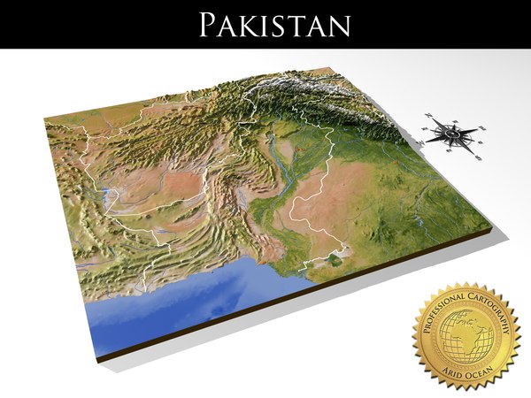 modelo 3d Pakistán, mapas en relieve 3D de alta resolución - TurboSquid ...