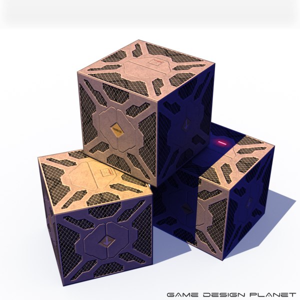 obj science fiction metal box