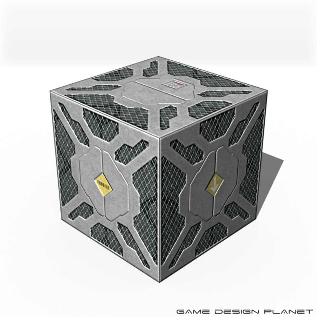 obj science fiction metal box