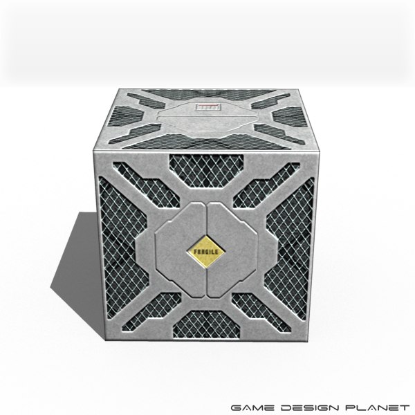 obj science fiction metal box