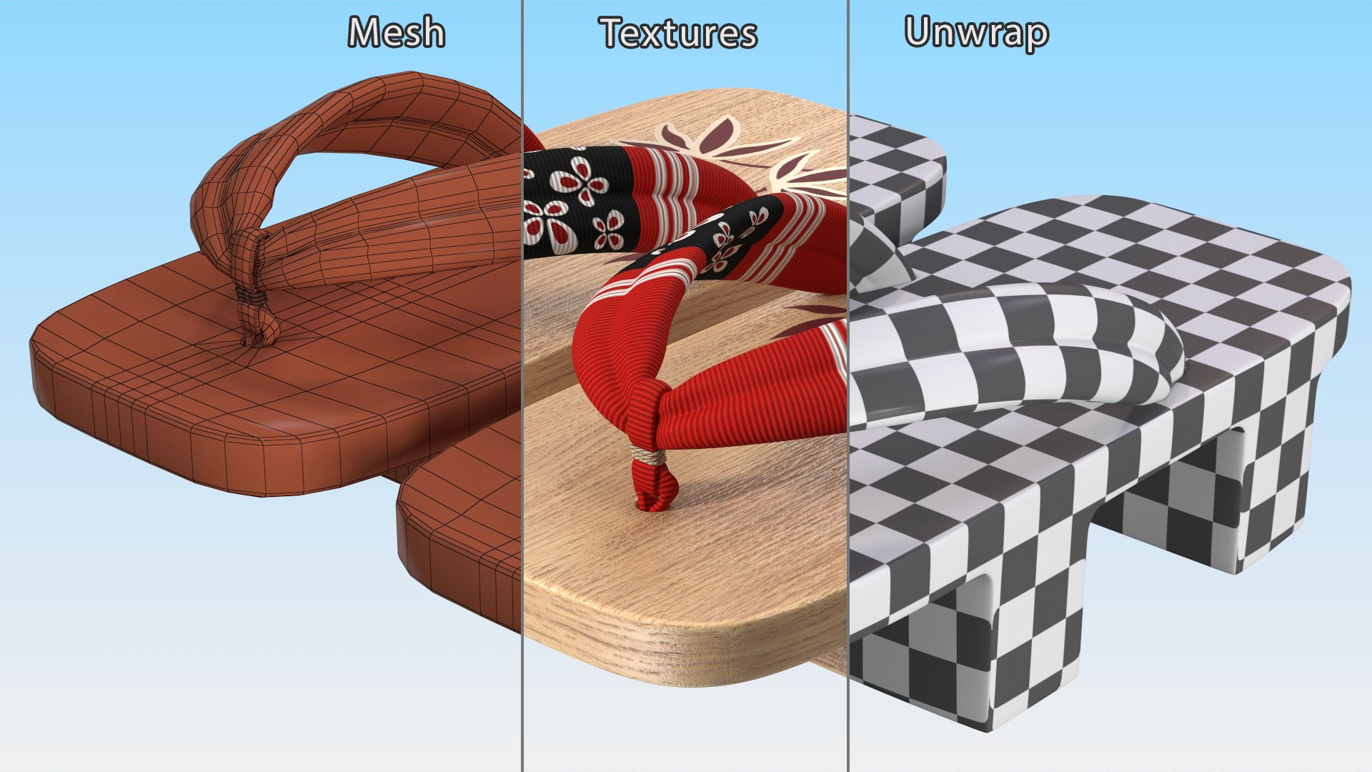 Light Geta Traditional Japanese Clogs 3D Model - TurboSquid 2045443