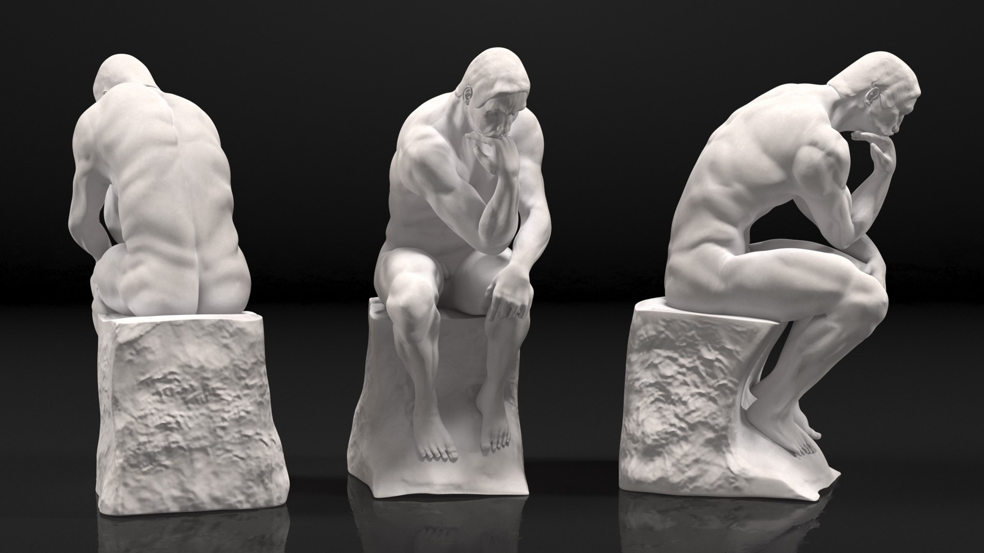 3D Model The Thinker Statue Gypsum - TurboSquid 1902494