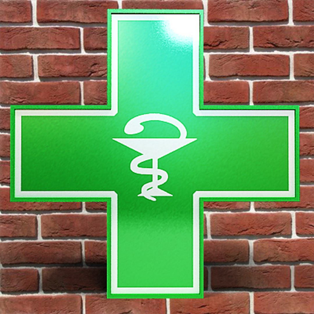 3d Green Cross Pharmacy Signboard Model