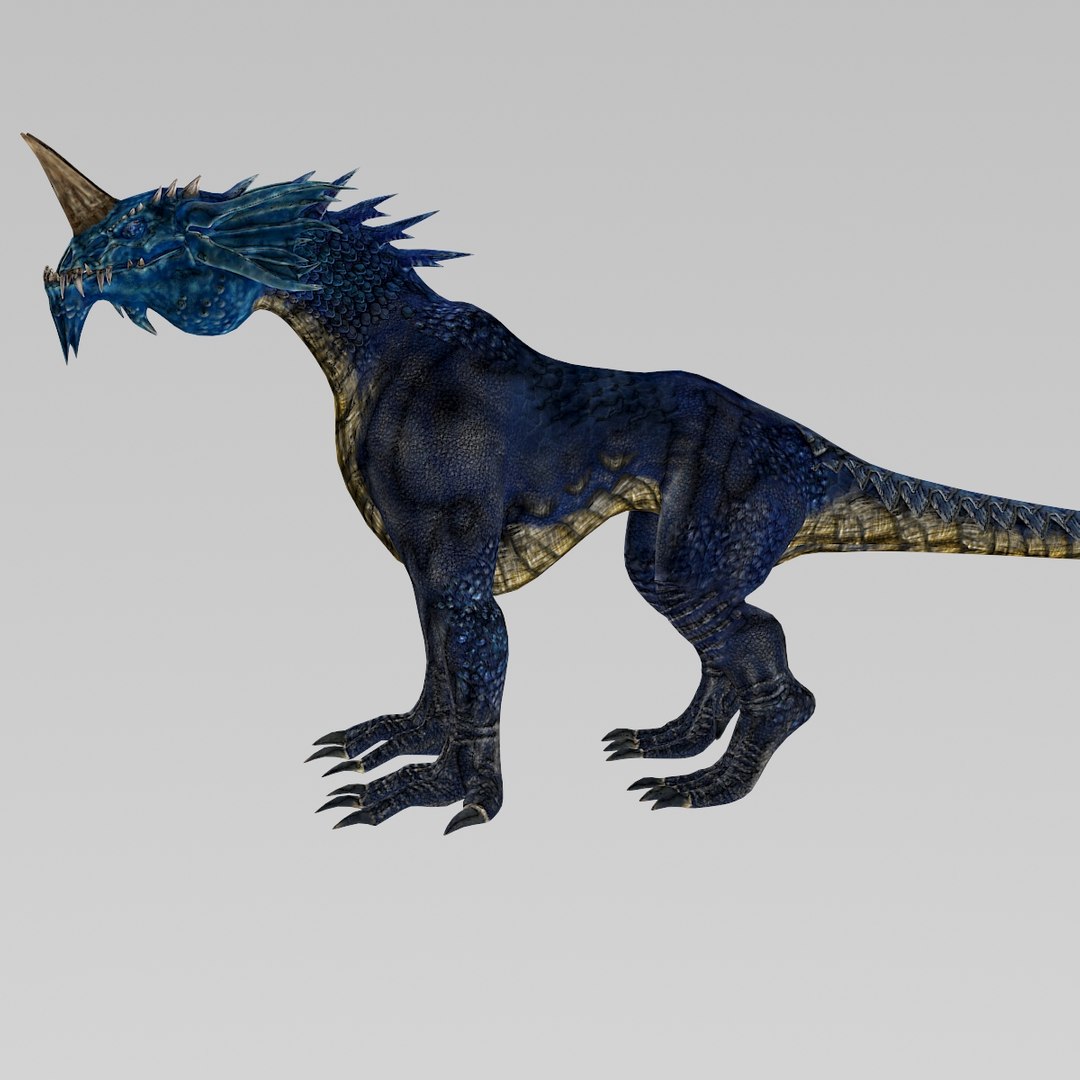 3d Rigged Blue Fantasy Monster