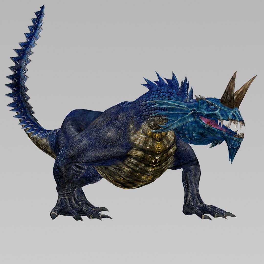 3d Rigged Blue Fantasy Monster
