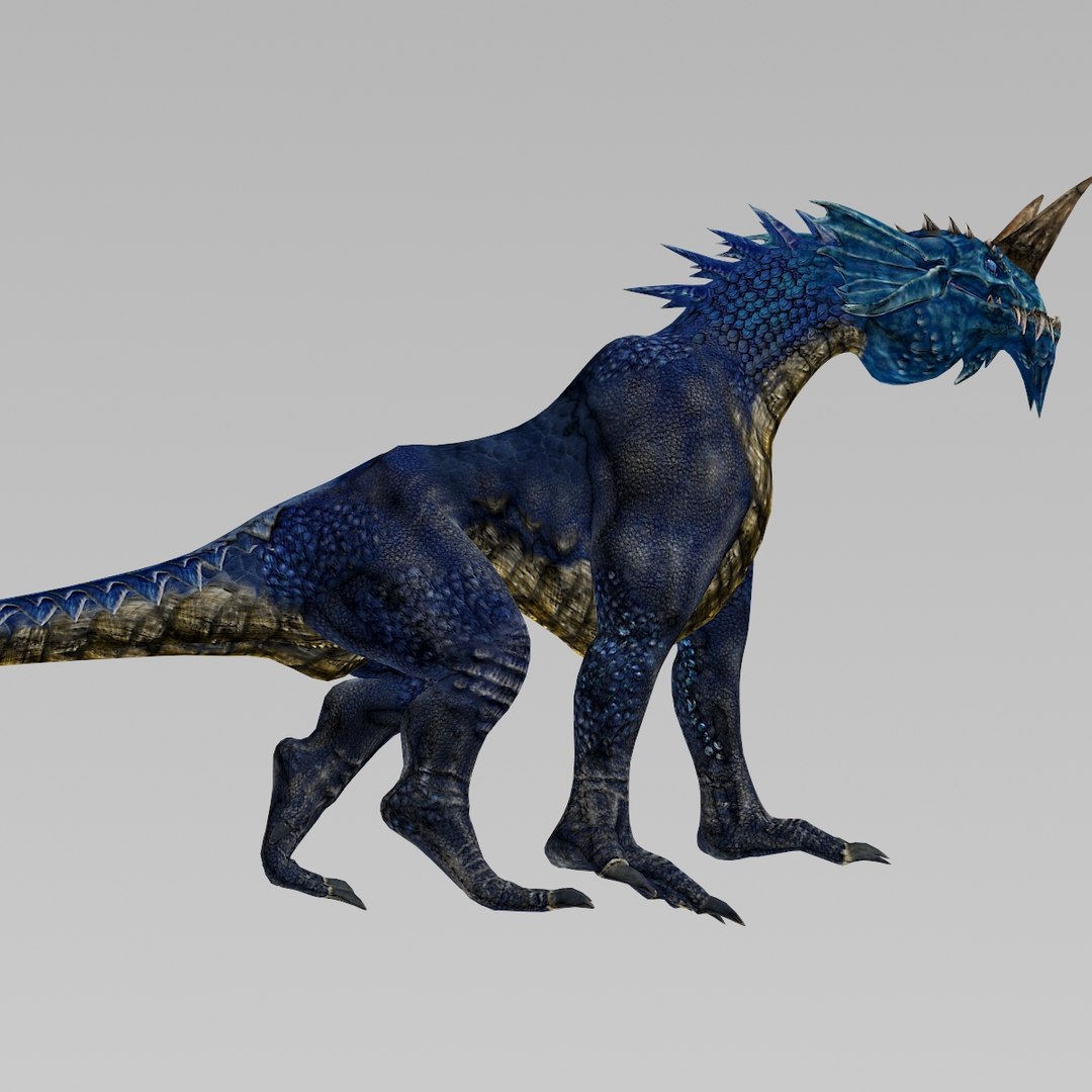 3d Rigged Blue Fantasy Monster