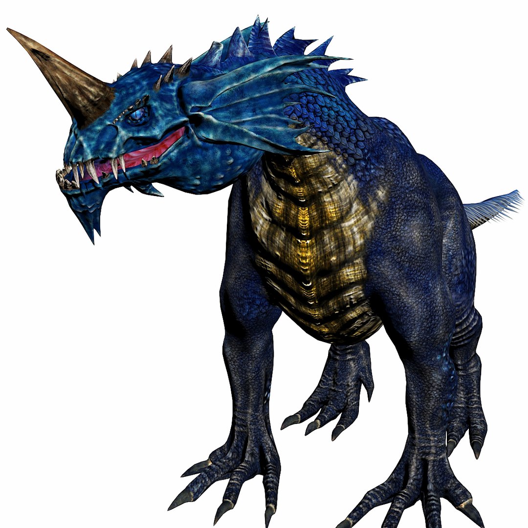 3d Rigged Blue Fantasy Monster