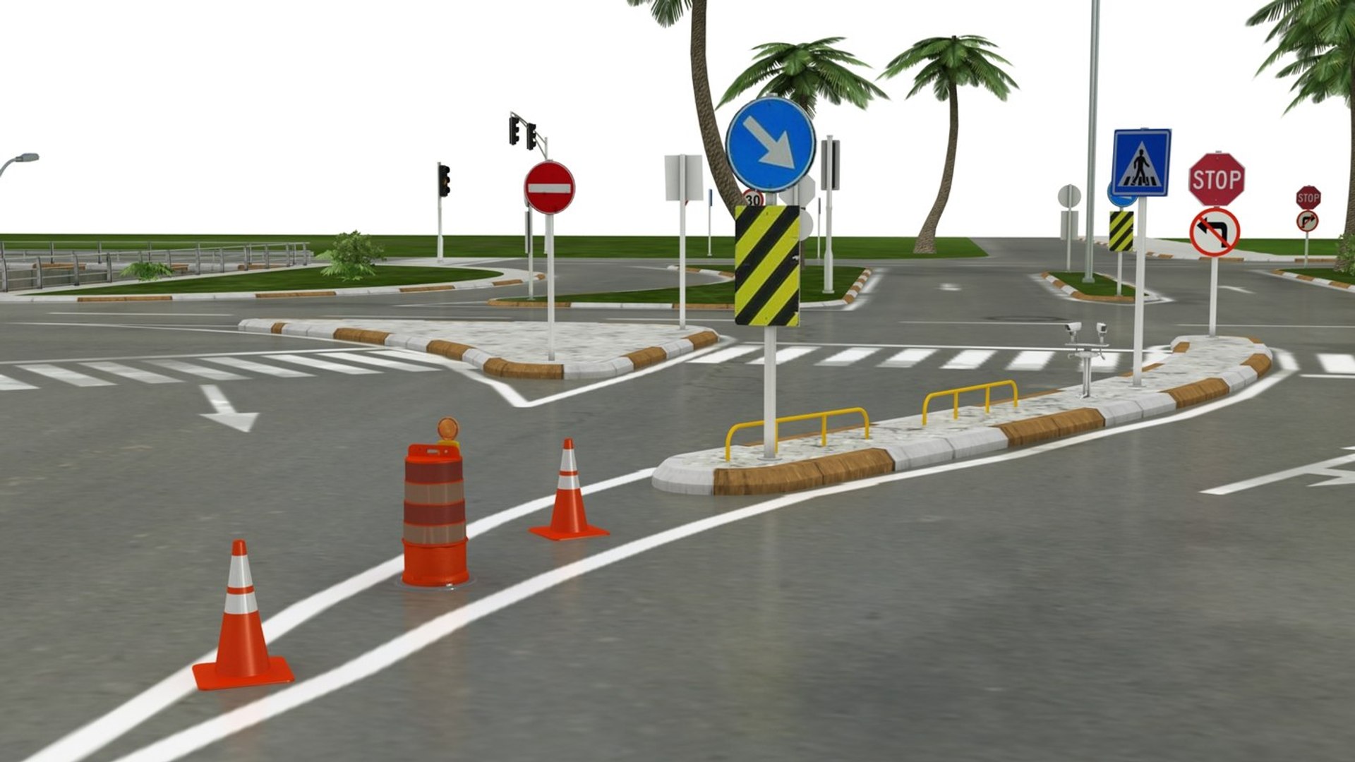 Intersection Road 3D Model - TurboSquid 1346116