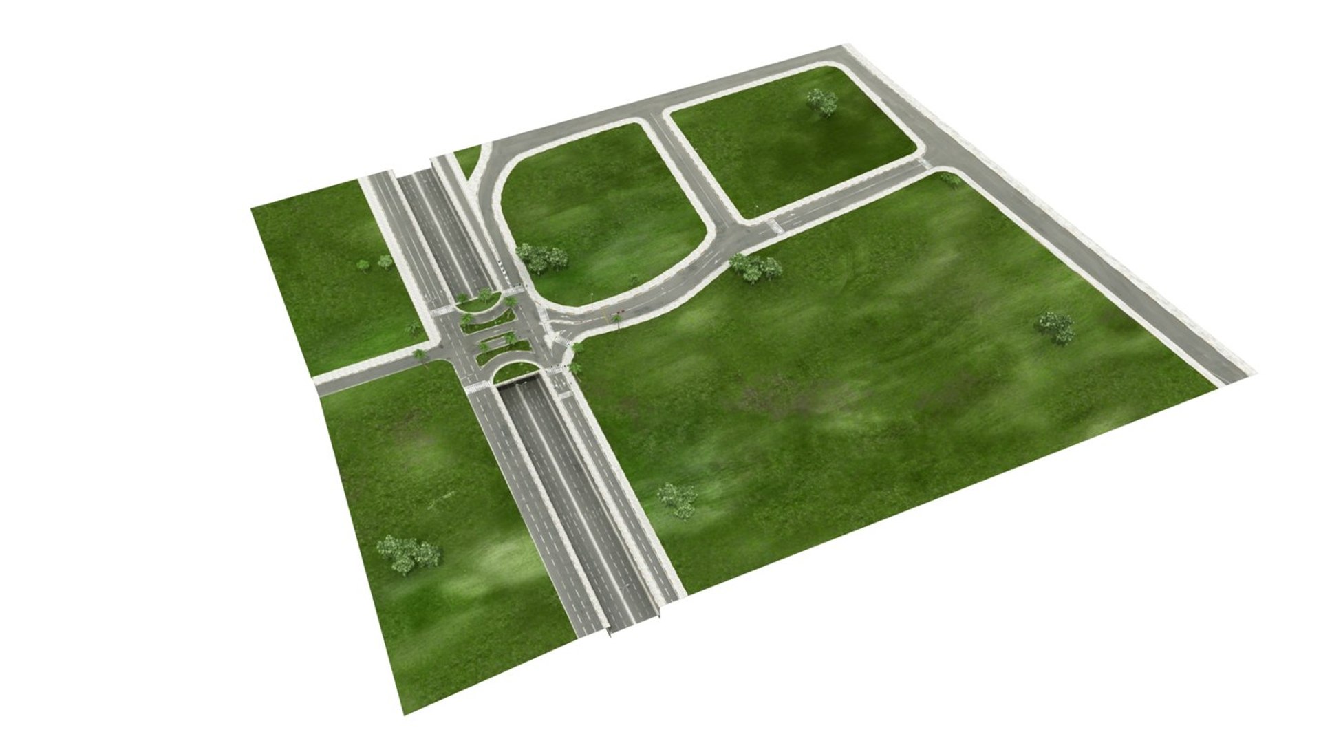 Intersection Road 3D Model - TurboSquid 1346116