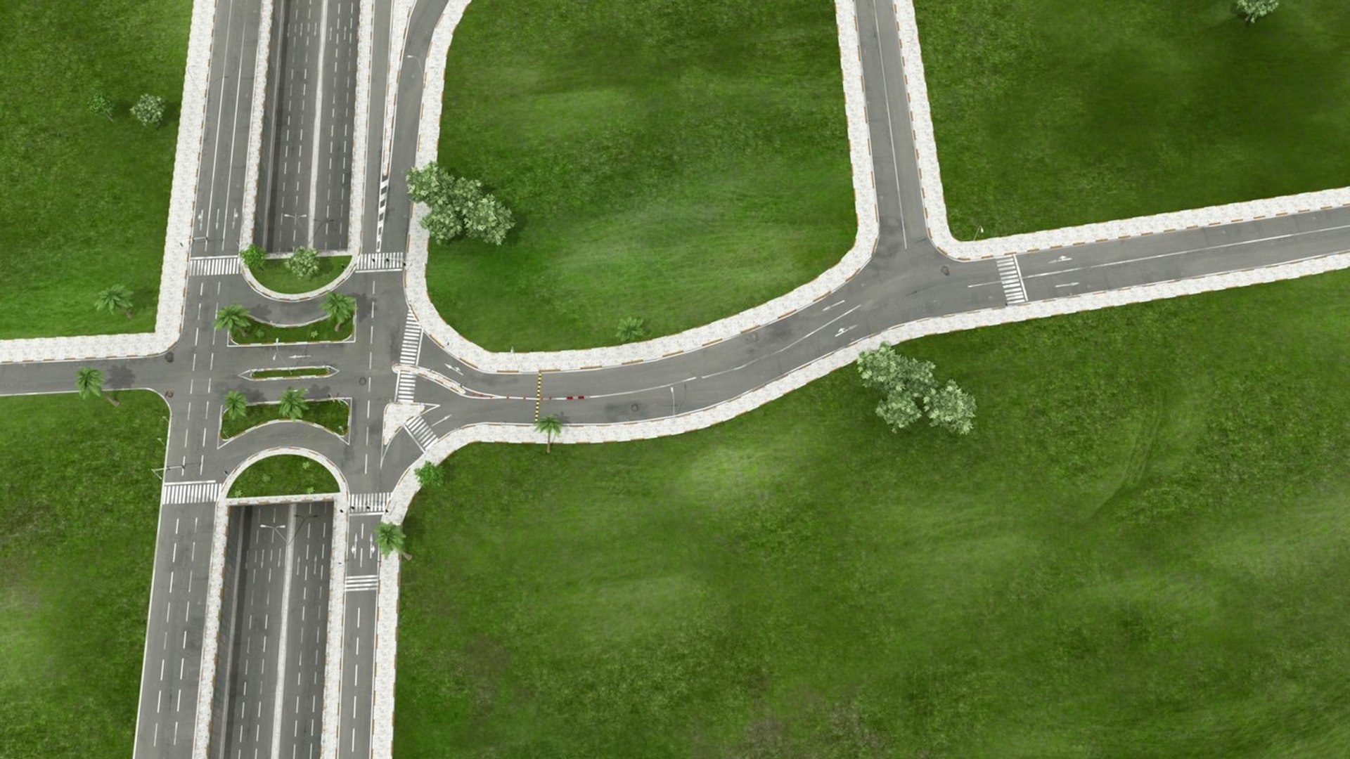 Intersection Road 3D Model - TurboSquid 1346116