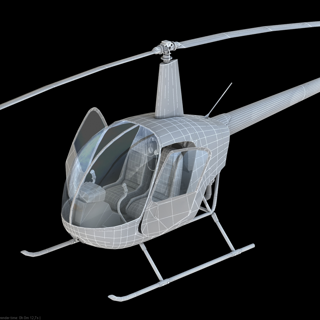 3d Robinson R22 Helicopter Interior