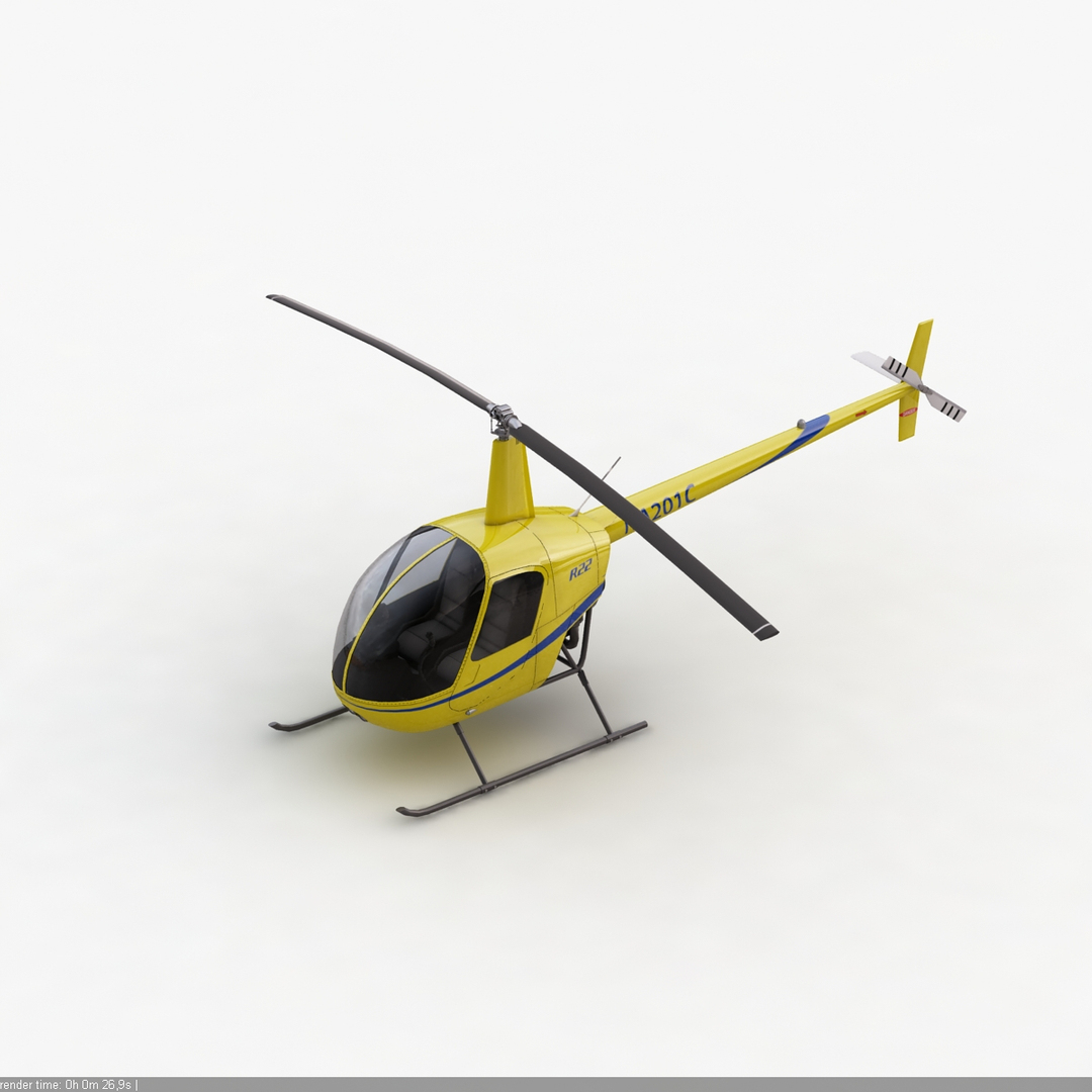 3d Robinson R22 Helicopter Interior