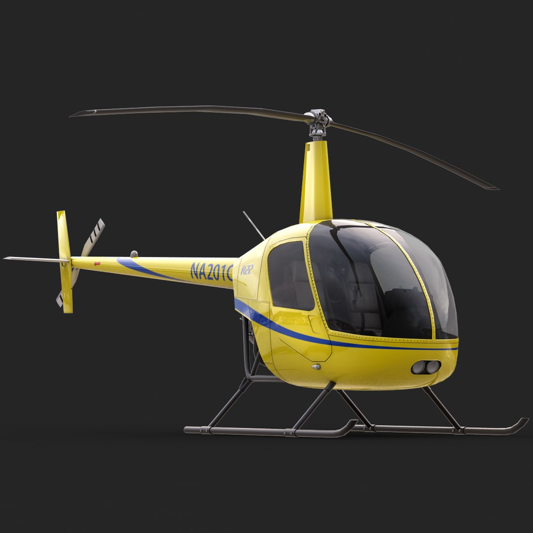 3d Robinson R22 Helicopter Interior
