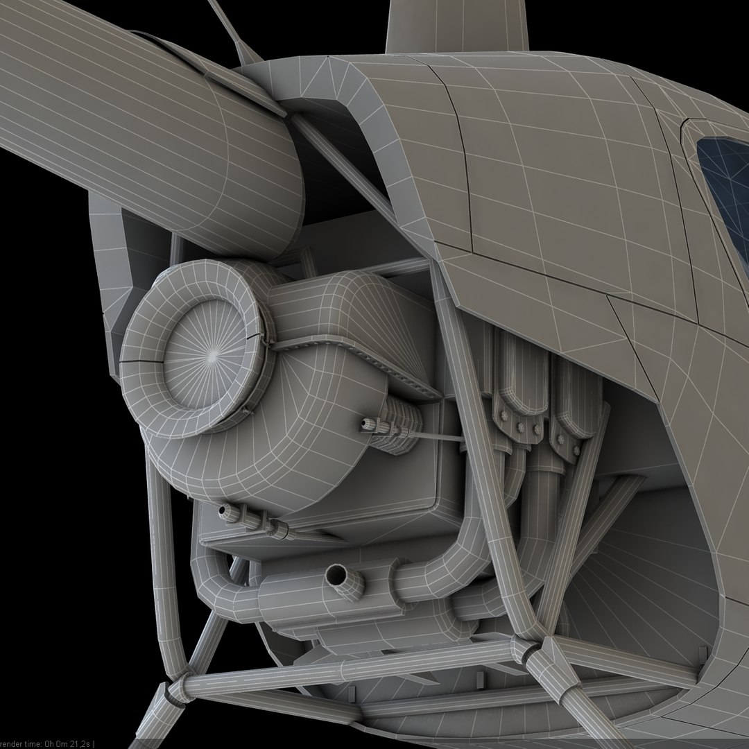 3d Robinson R22 Helicopter Interior