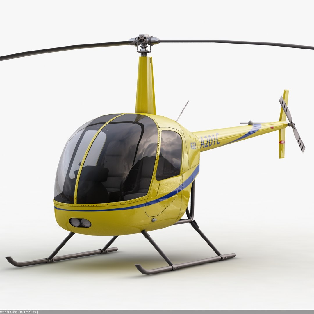 3d Robinson R22 Helicopter Interior