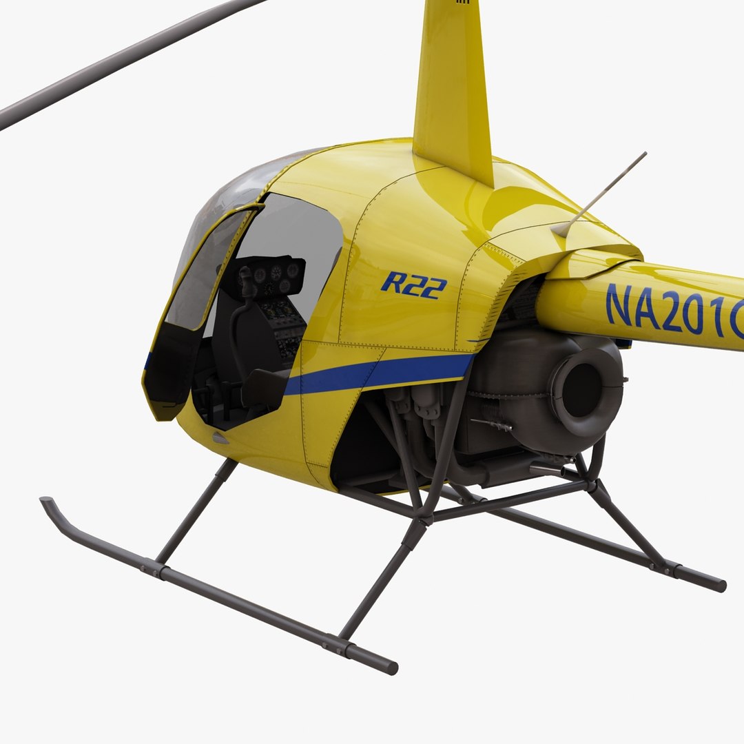 3d robinson r22 helicopter interior