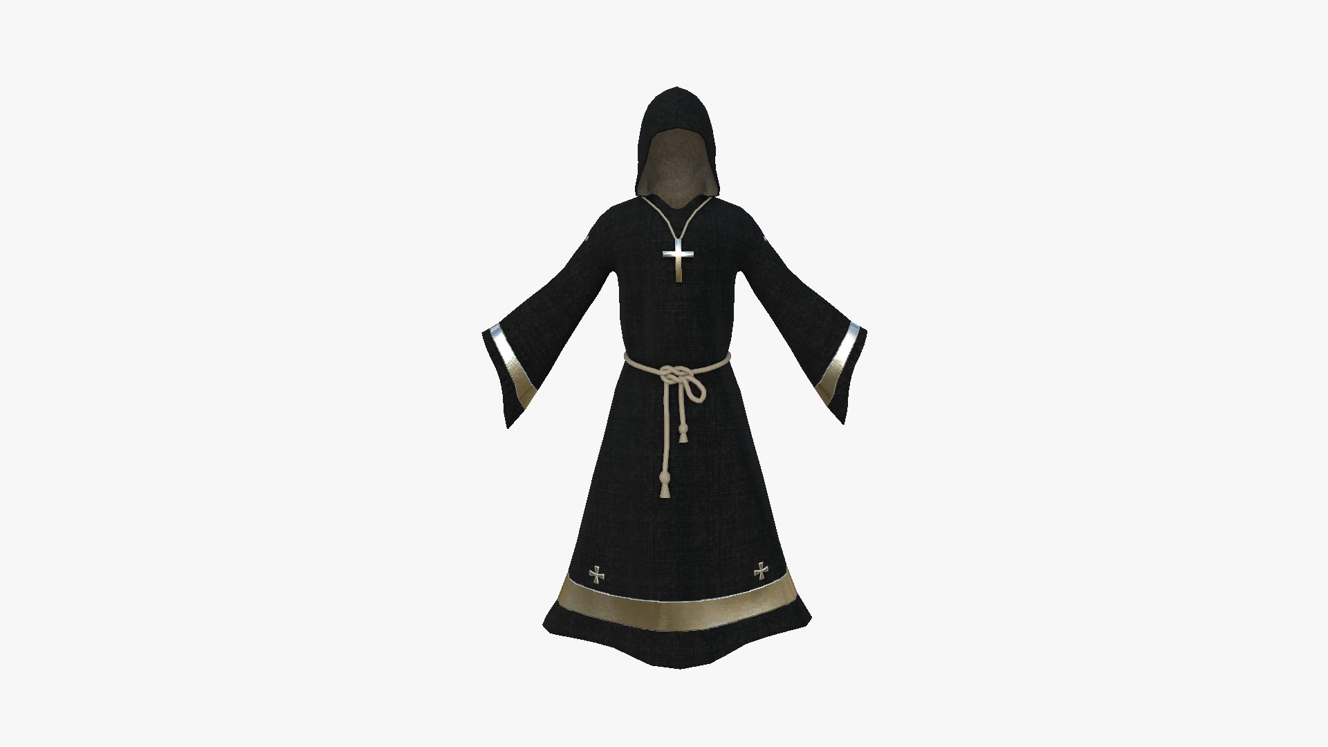 3D Model Priest Outfit A05 Black Silver - Character Clothing Design ...