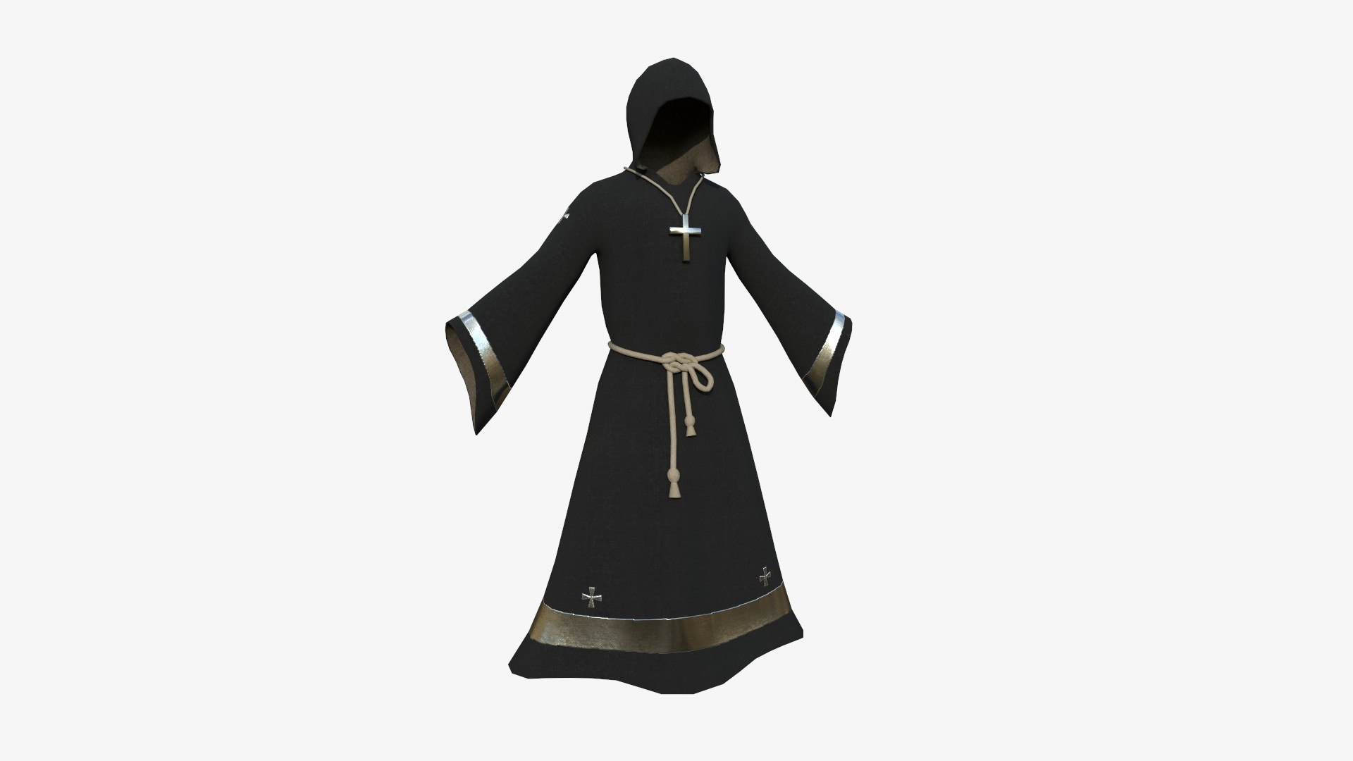 3D Model Priest Outfit A05 Black Silver - Character Clothing Design ...
