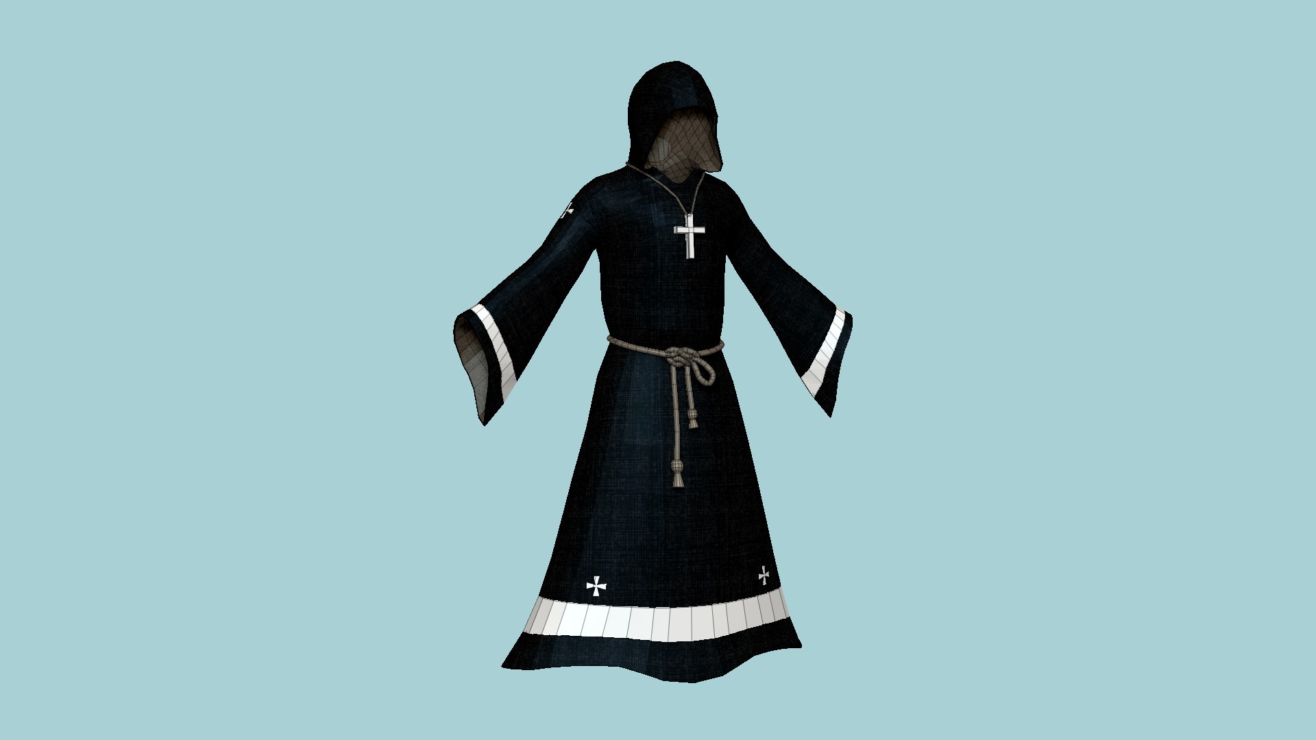 3D Model Priest Outfit A05 Black Silver - Character Clothing Design ...