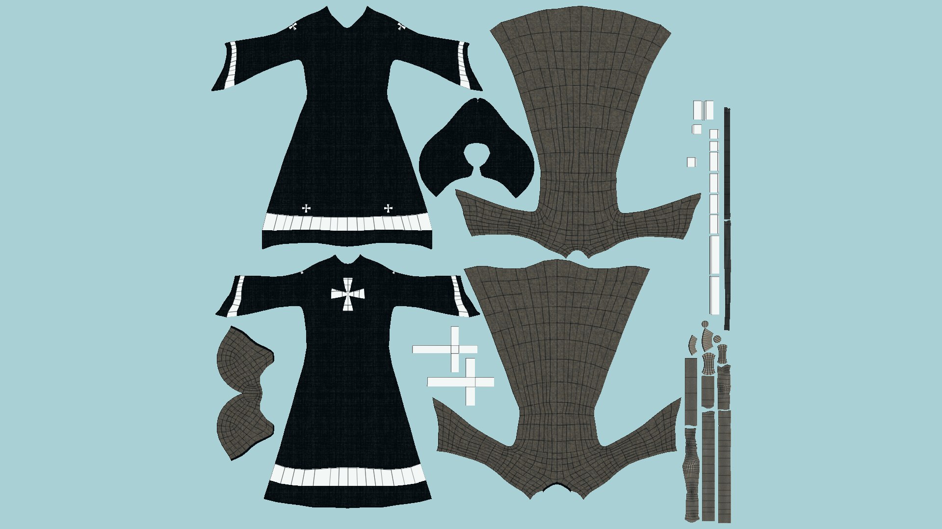 3D Model Priest Outfit A05 Black Silver - Character Clothing Design ...