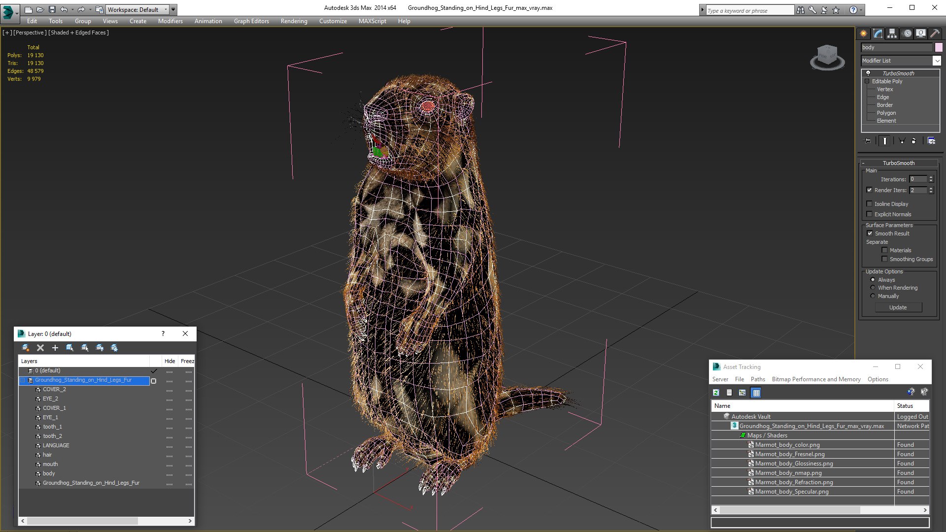 3D Groundhog Standing On Hind Legs Fur Model - TurboSquid 1964247