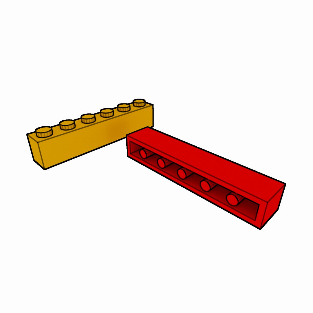 piece lego brick 1x6 3d 3ds