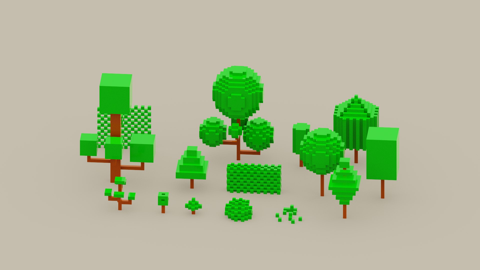 Isometric 3d Tree Set 3D Model - TurboSquid 2191853