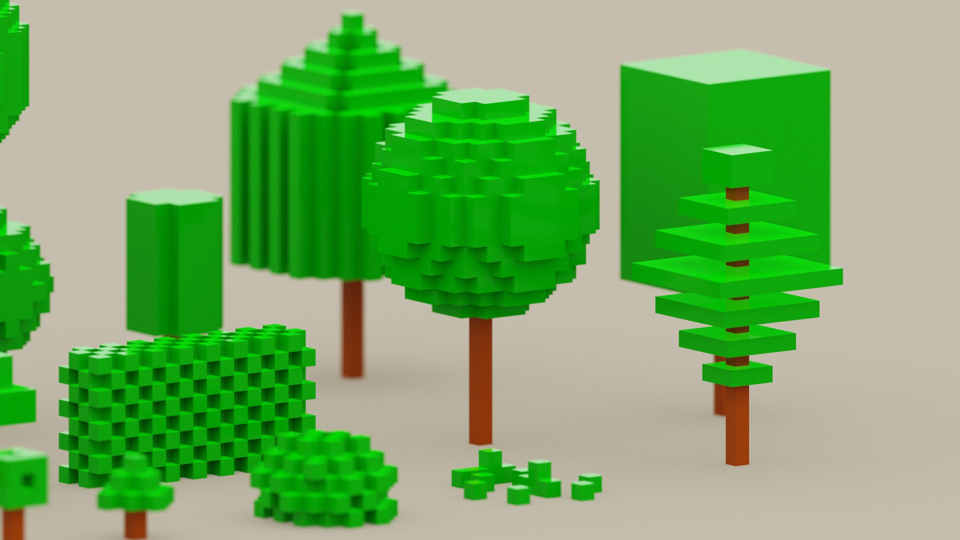 Isometric 3d Tree Set 3D Model - TurboSquid 2191853