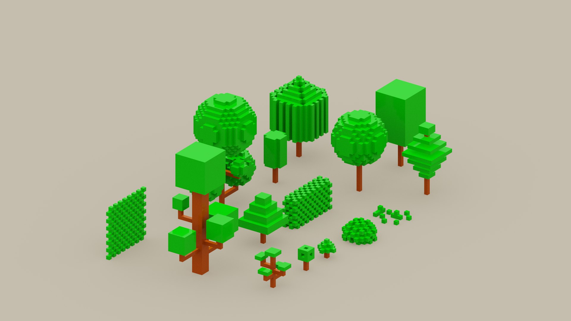 Isometric 3d Tree Set 3D Model - TurboSquid 2191853