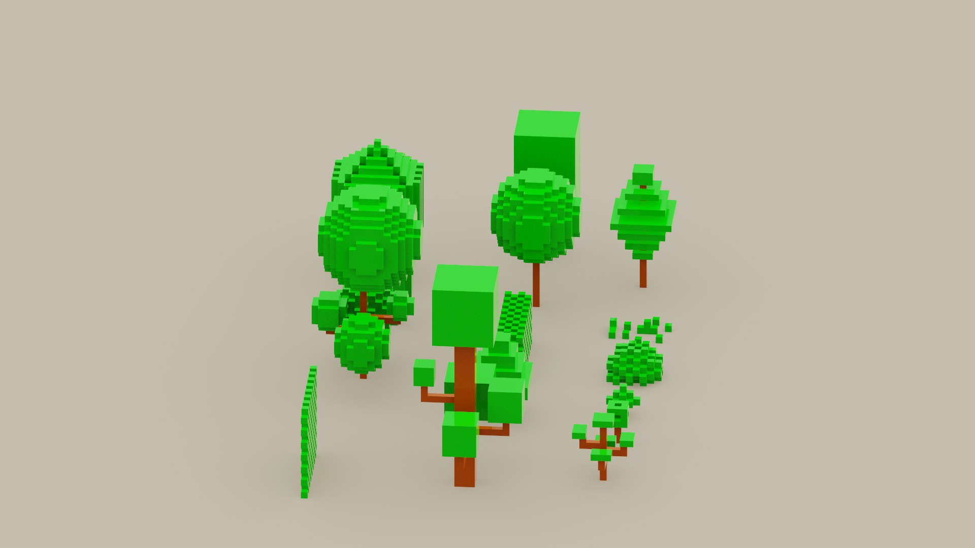 Isometric 3d Tree Set 3D Model - TurboSquid 2191853