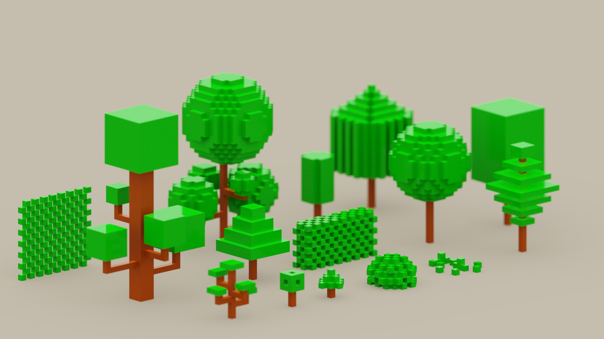 Isometric 3d Tree Set 3D Model - TurboSquid 2191853