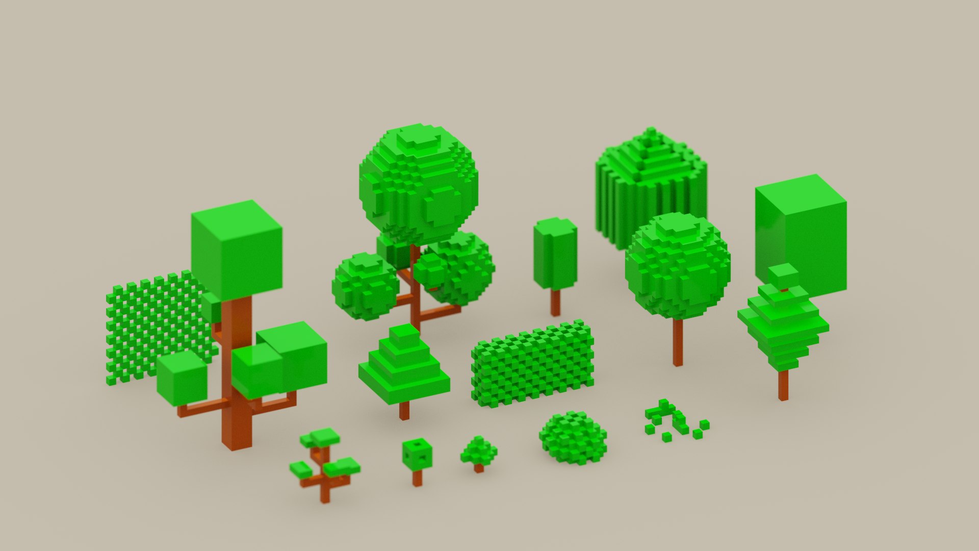Isometric 3d Tree Set 3D Model - TurboSquid 2191853