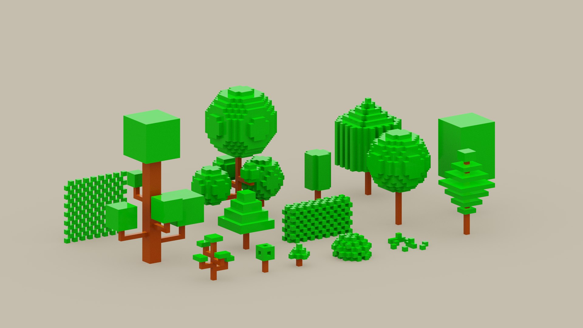 Isometric 3d Tree Set 3D Model - TurboSquid 2191853