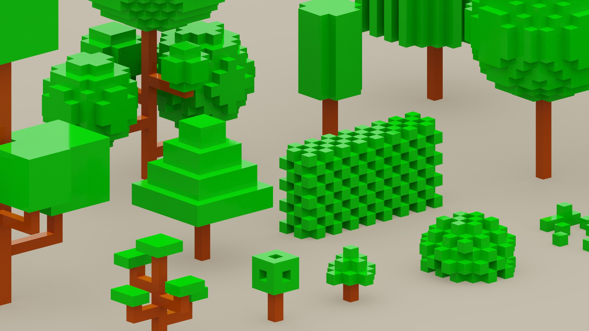 Isometric 3d Tree Set 3D Model - TurboSquid 2191853