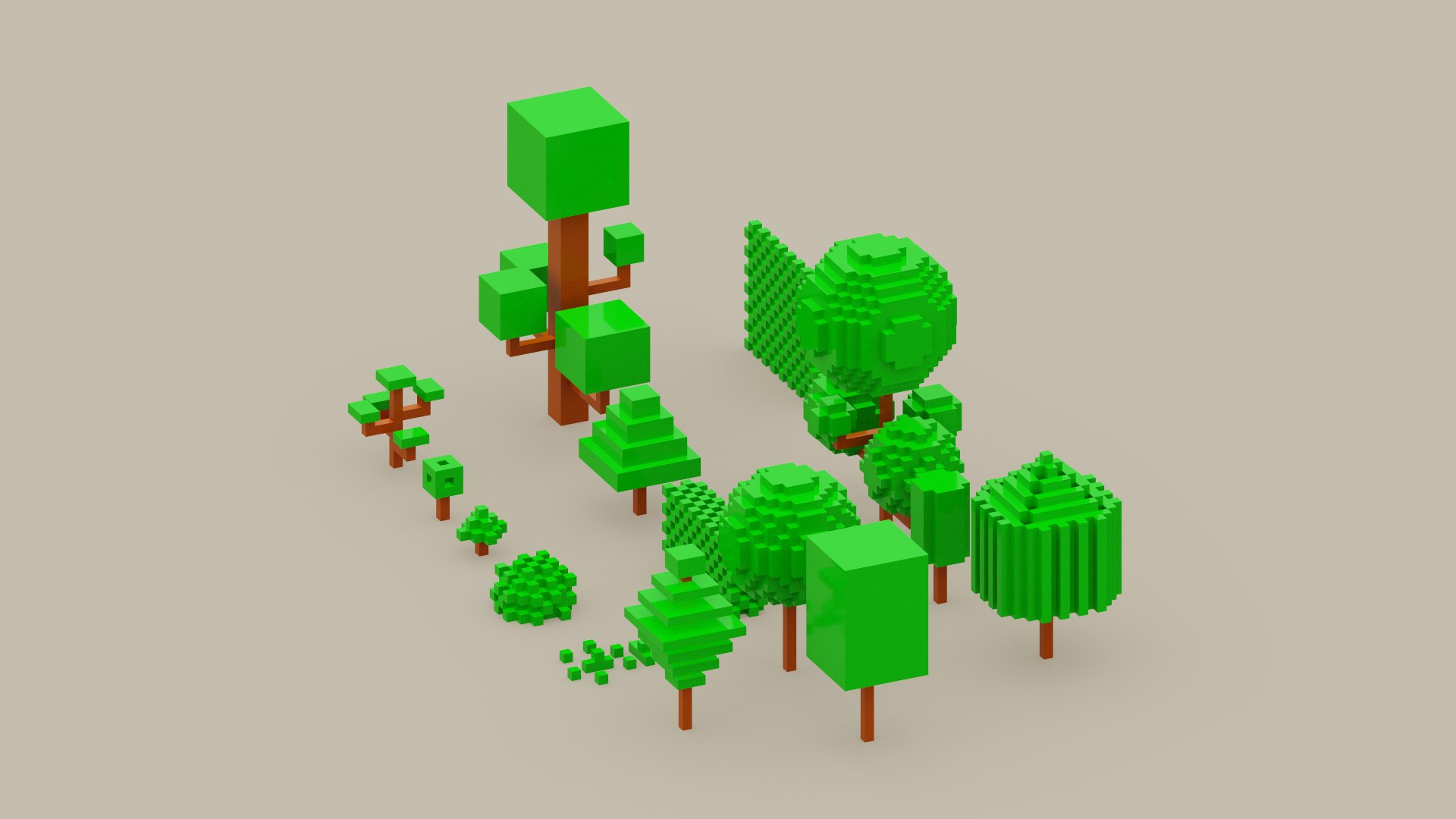 Isometric 3d Tree Set 3D Model - TurboSquid 2191853