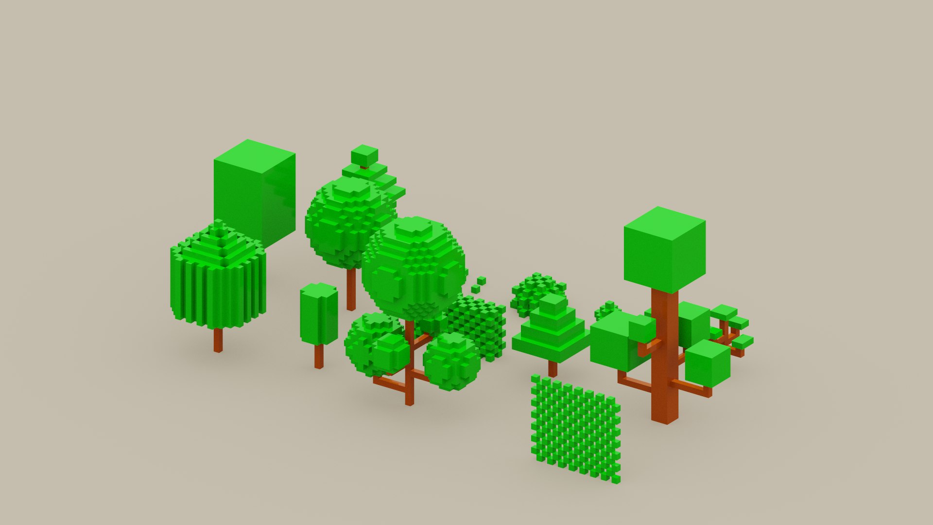 Isometric 3d Tree Set 3D Model - TurboSquid 2191853