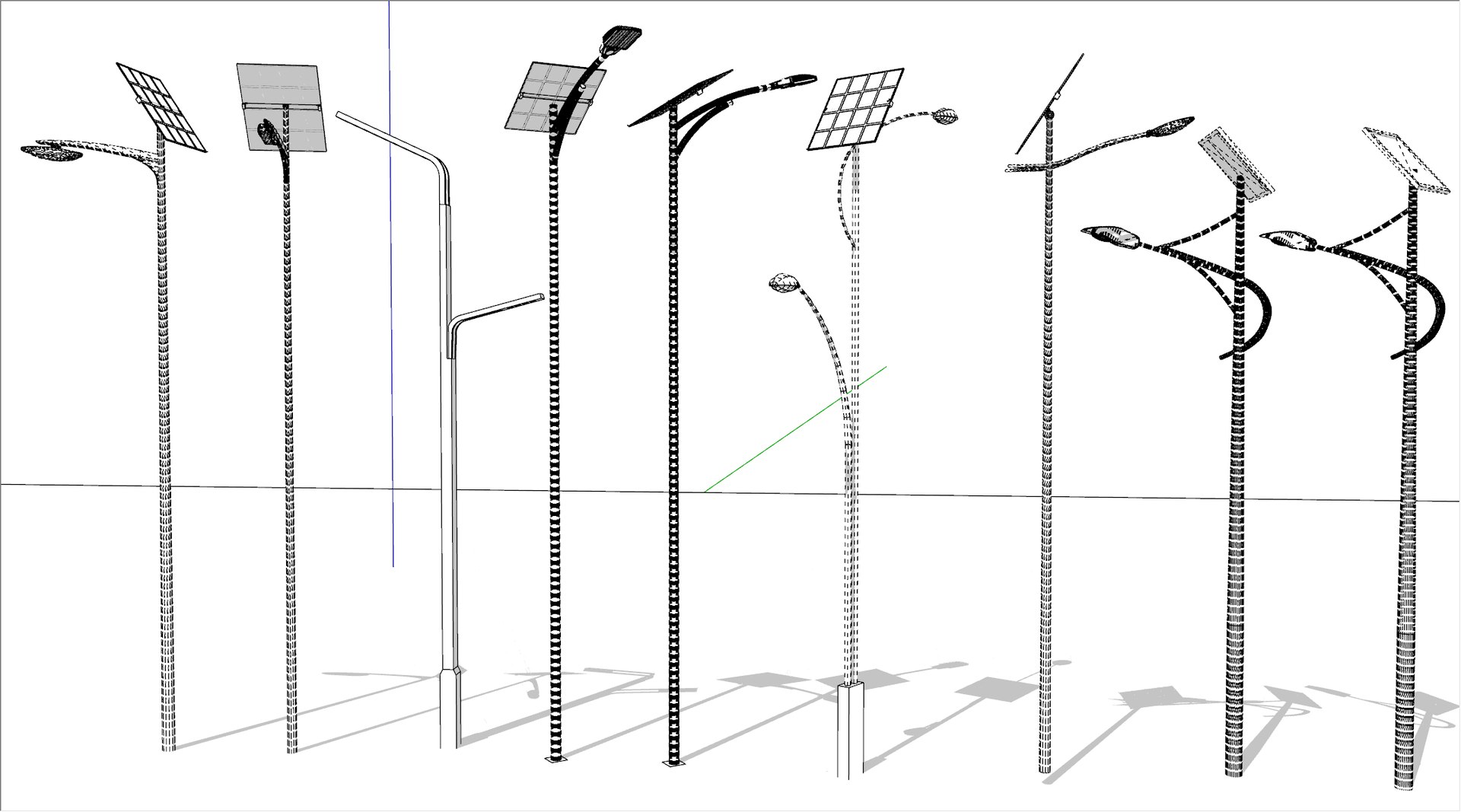 3D Street Lamps With Solar Panels-A6 - TurboSquid 2041344