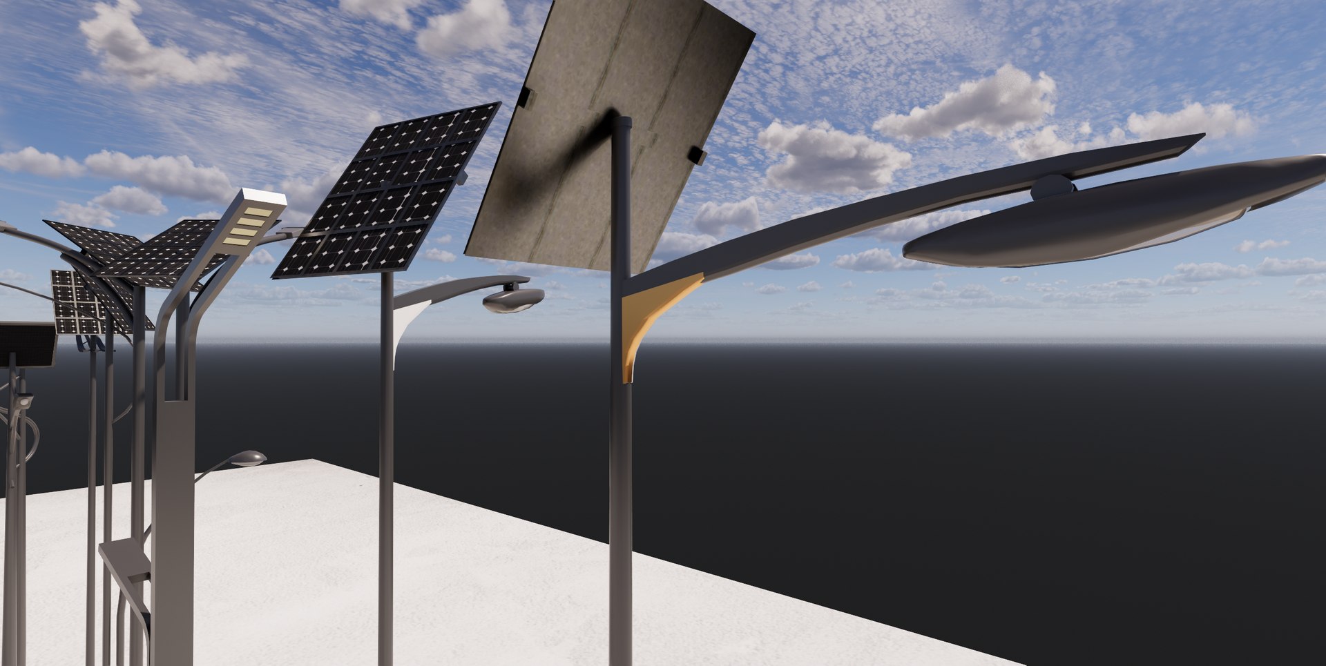 3D Street Lamps With Solar Panels-A6 - TurboSquid 2041344