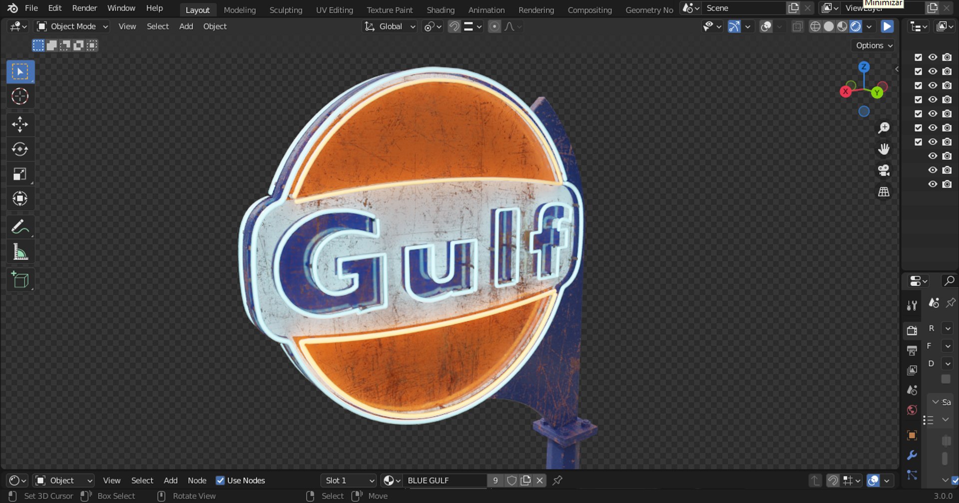 3D GULF NEON SIGN 1950s - TurboSquid 1967028