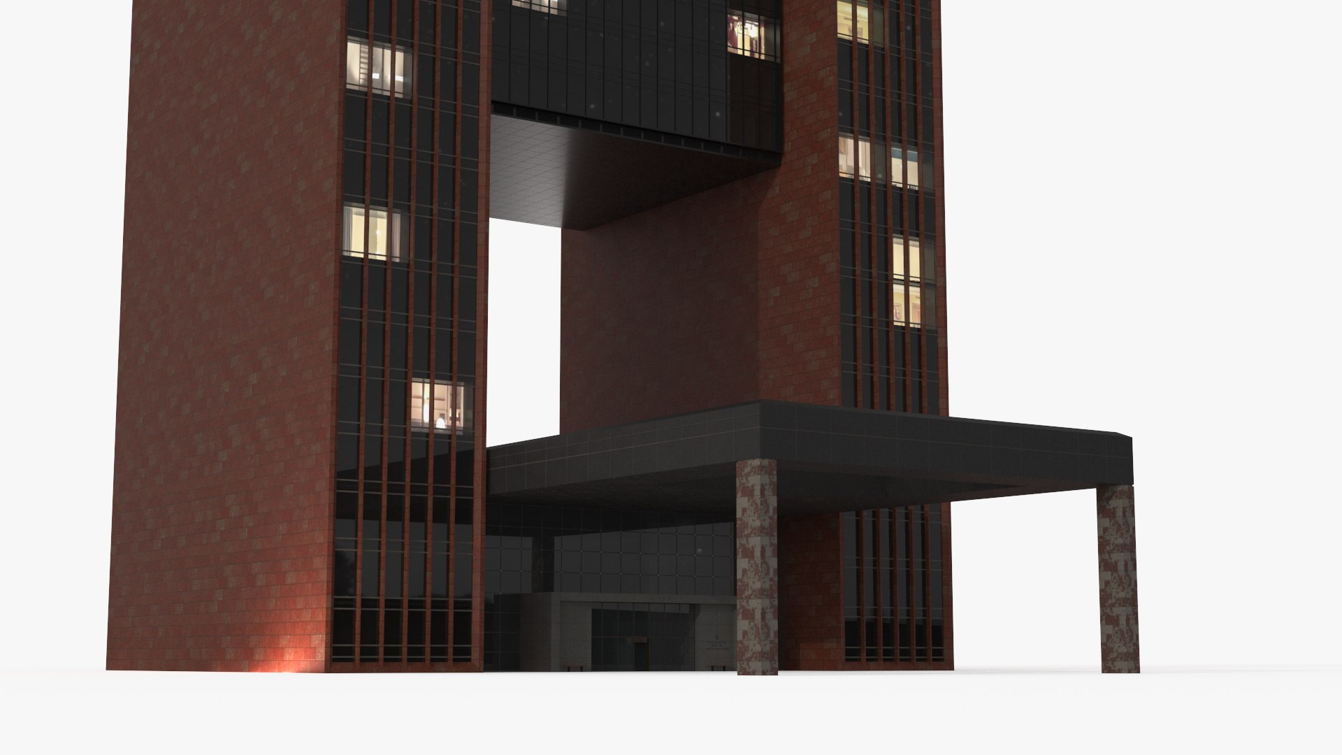 3D High-Rise Twin Column Complex With Sky Platform Model - TurboSquid ...