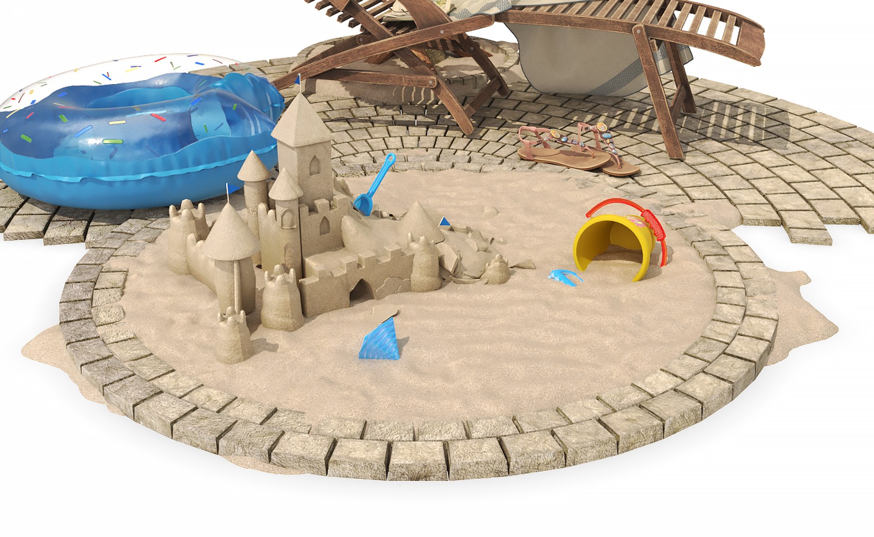 Summer Beach Set 3D Model - TurboSquid 1381853